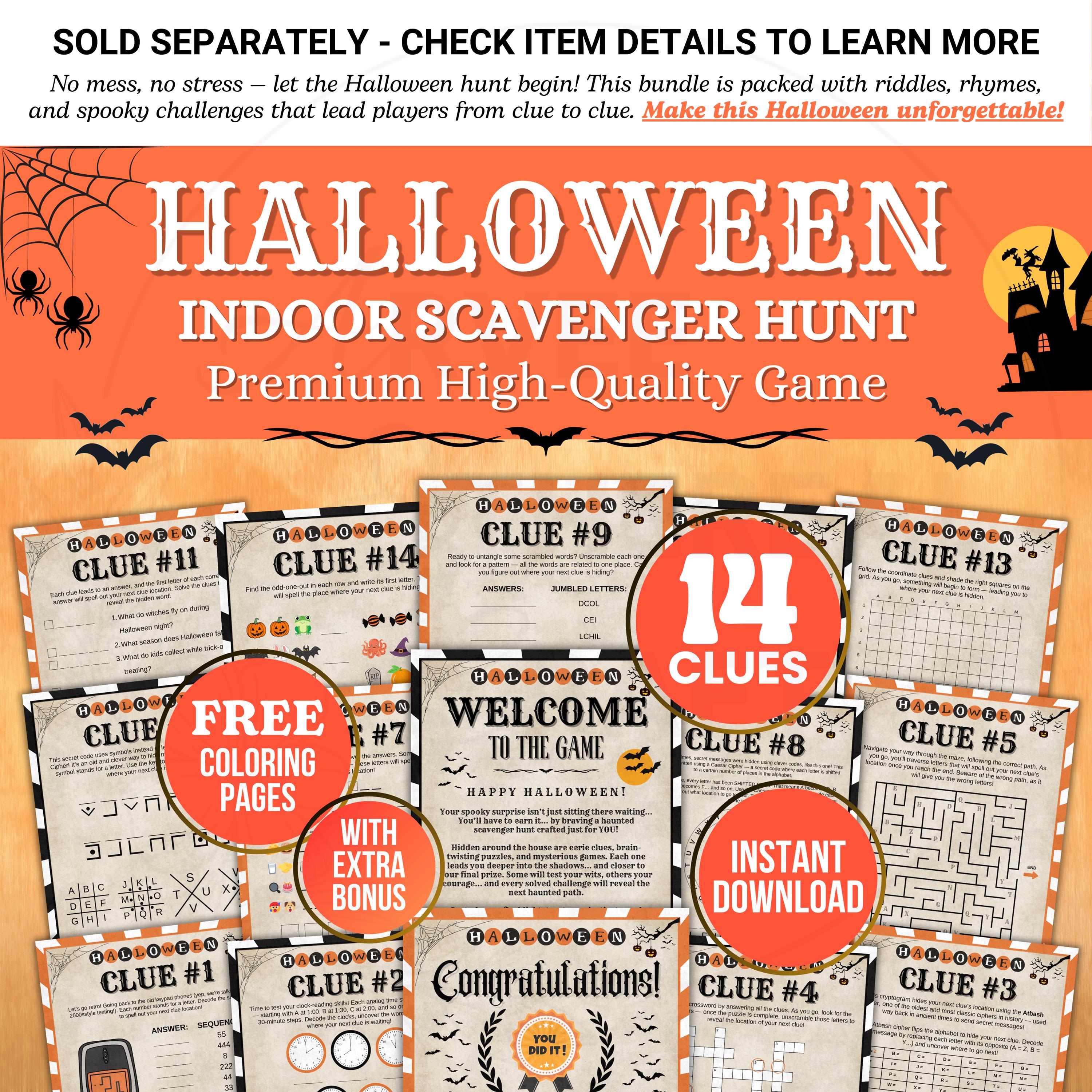 Halloween Scavenger Hunt for Kids, Printable Home School Outdoor Indoor ...
