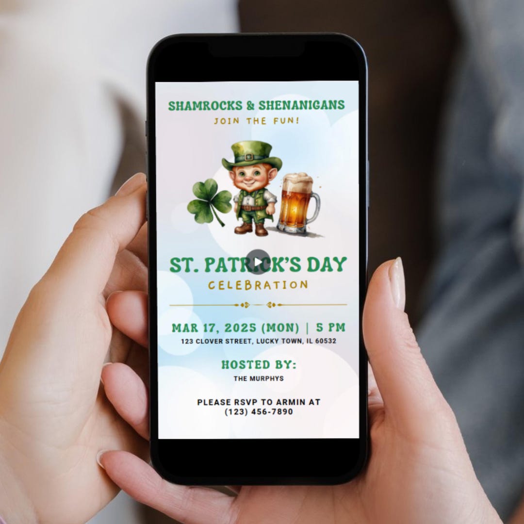 St Patricks Day Editable Digital Party Invitation Canva Template, St ...