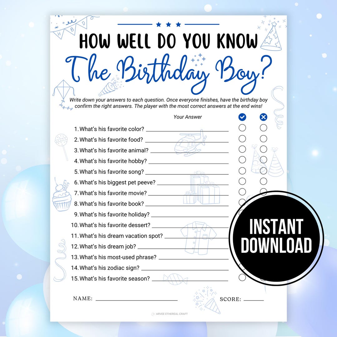 How Well Do You Know the Birthday Boy Game, Who Knows the Birthday Boy ...