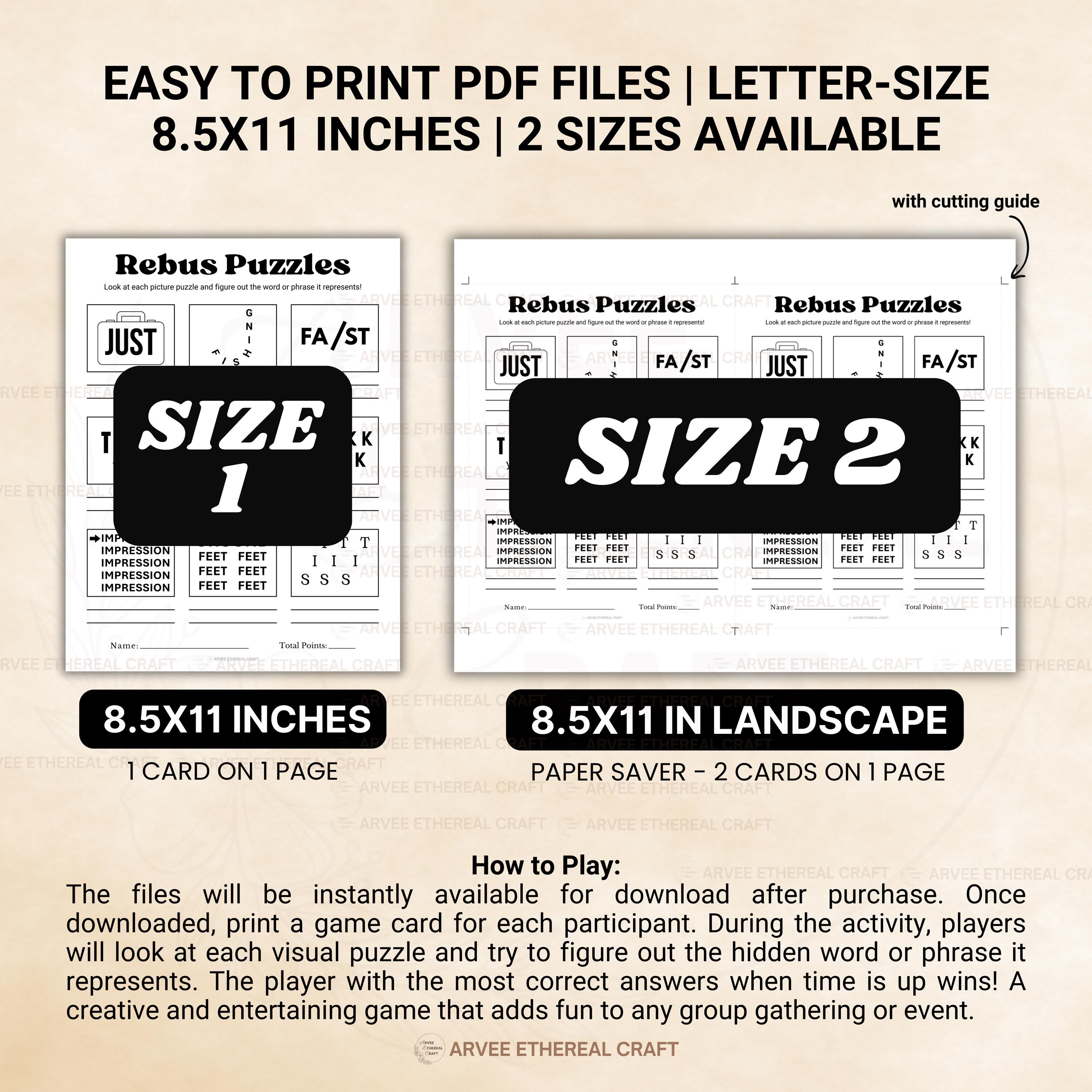 Printable Brain Teaser Games, Rebus Puzzle Quiz, Picture Word Puzzles ...