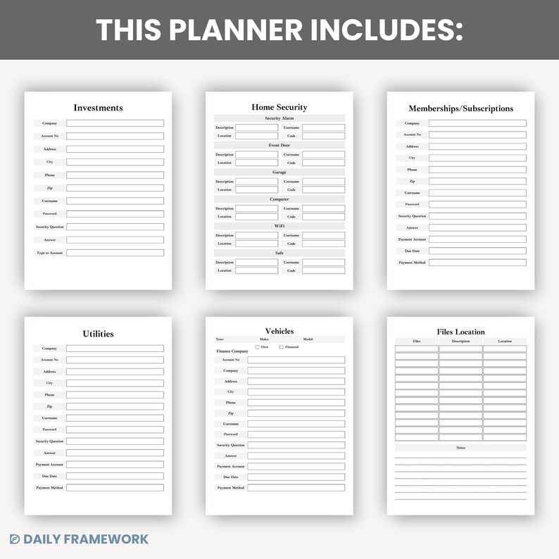 End of Life Planner Printable, Memorial Funeral Favors, in Case of ...