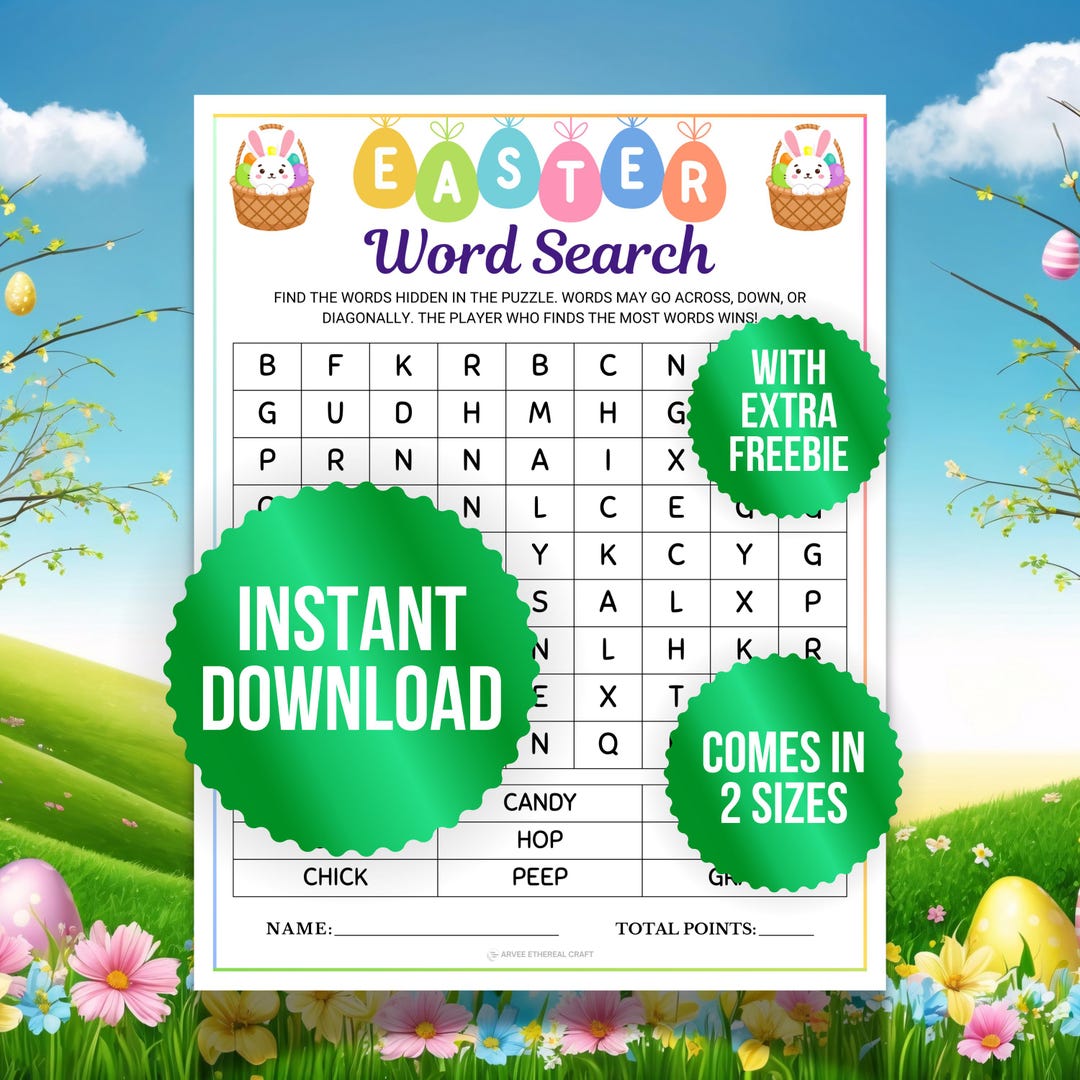 Printable Word Search Game, Word Hunt Game, Easter Word Find Puzzle ...