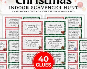 Christmas Scavenger Hunt, Indoor Christmas Treasure Hunt Kids, Family ...