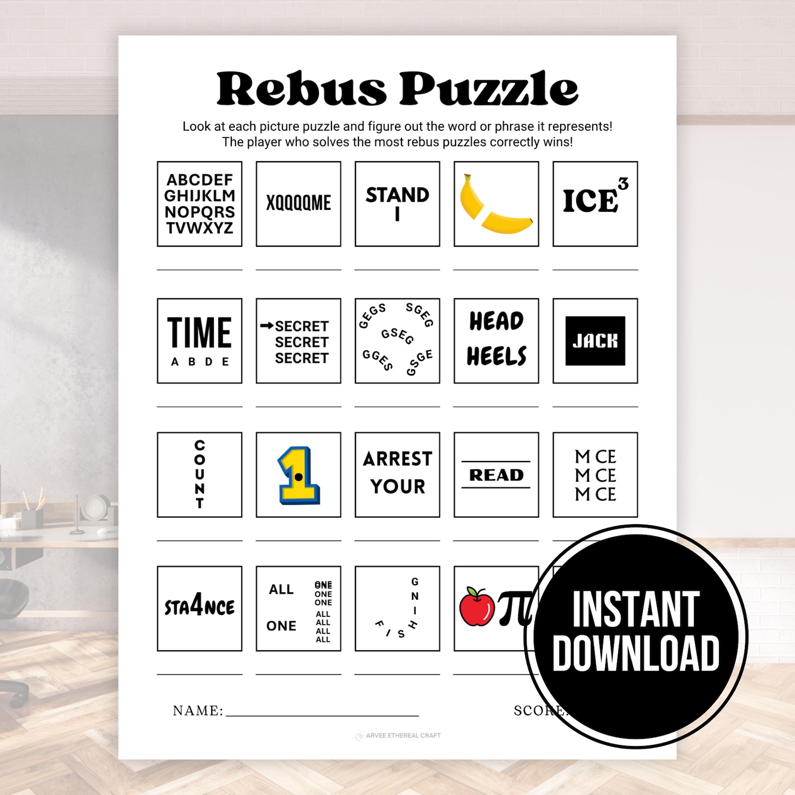 Office Party Games, Rebus Puzzles, Printable Rebus Game, Picture Puzzle ...