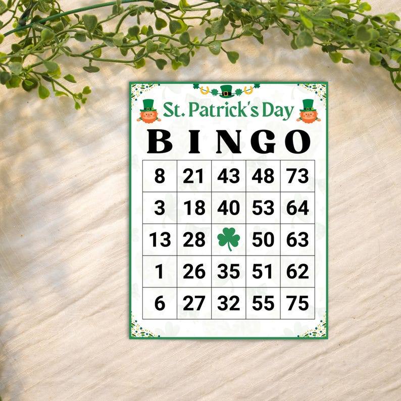Bingo Cards Game St. Patrick's Day, Family Reunion Games, Printable ...