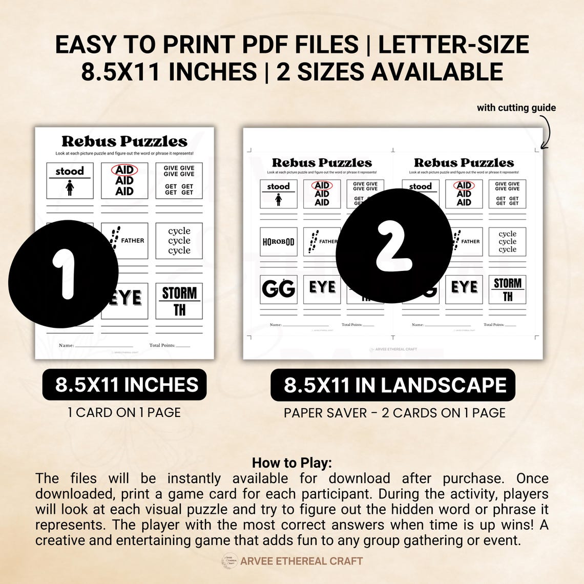 Printable Rebus Puzzles Game, Picture Puzzle Quiz, Rebus Games, Family ...