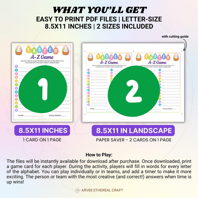 Printable A to Z Game, A-Z Game, Alphabet Game, ABC Games, Easter A-Z ...