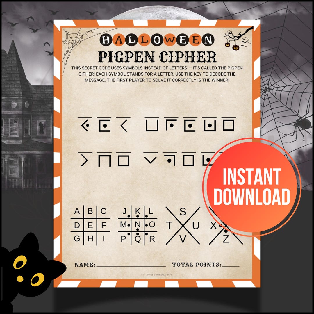 Halloween Pigpen Cipher Puzzle, Printable Pigpen Cipher Game ...