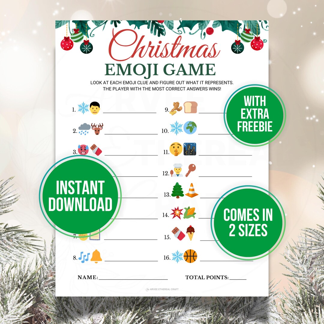 Printable Christmas Emoji Game, Emoji Quiz, Emoji Guessing Game, Guess ...