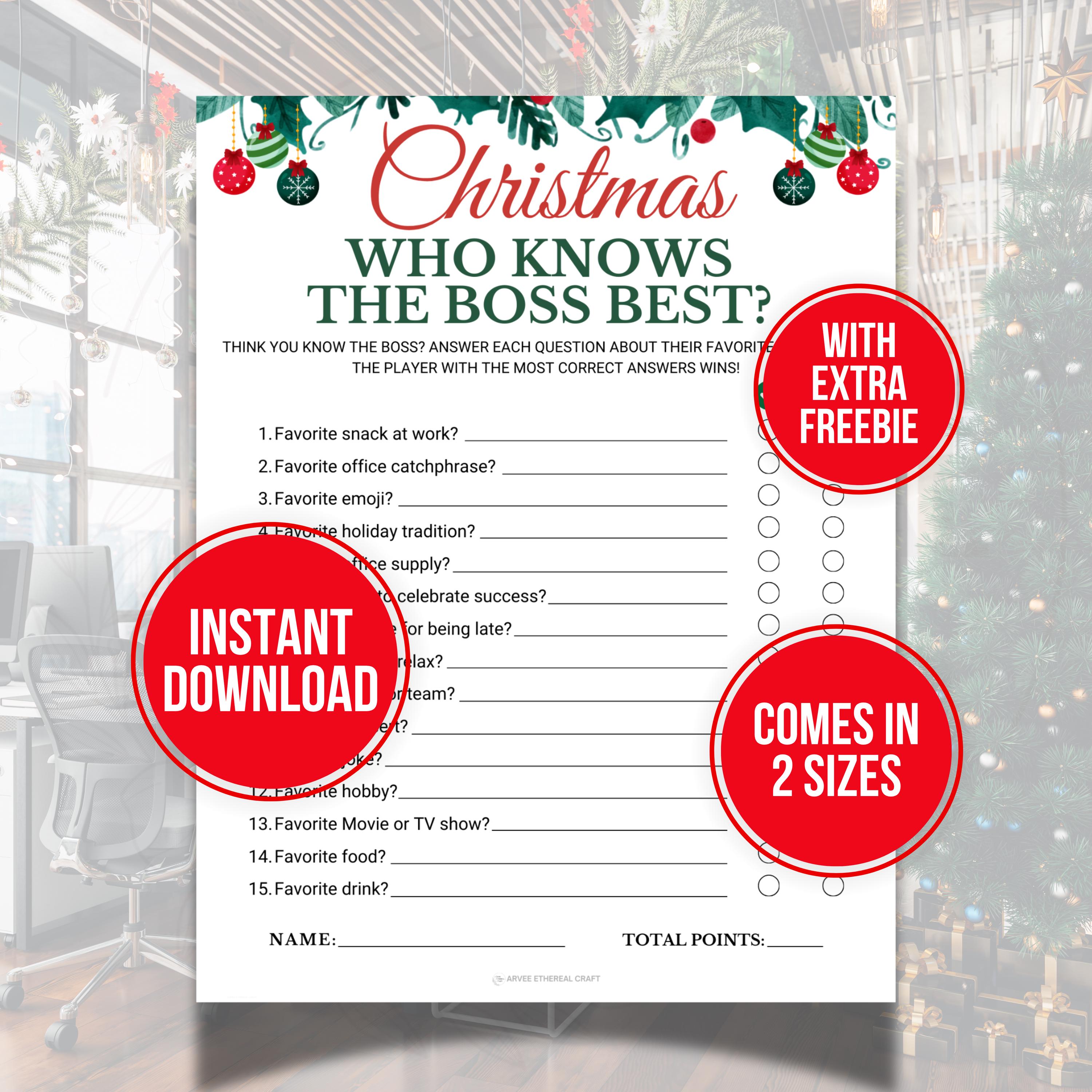 Printable Who Knows the Boss Best Game, How Well Do You Know the Boss ...