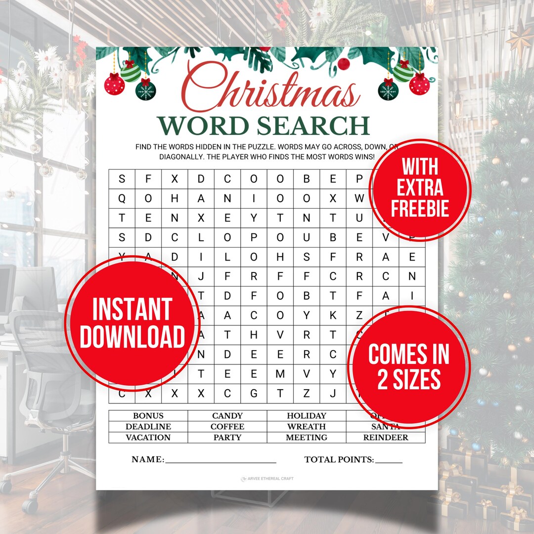 Printable Christmas Word Search Game, Christmas Word Hunt Game, Word ...