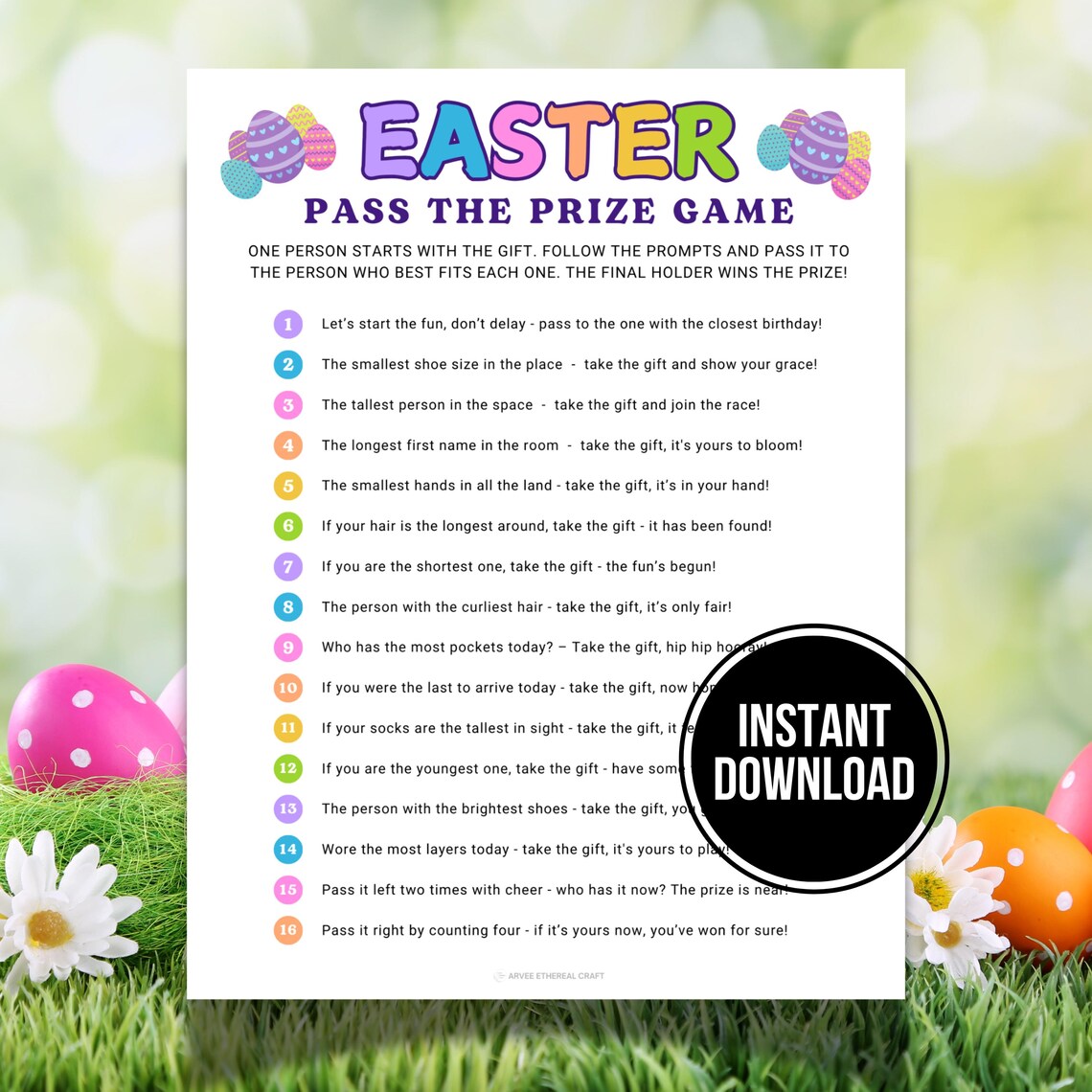 Easter Pass the Prize Game, Easter Activity Pass the Gift Present Game ...
