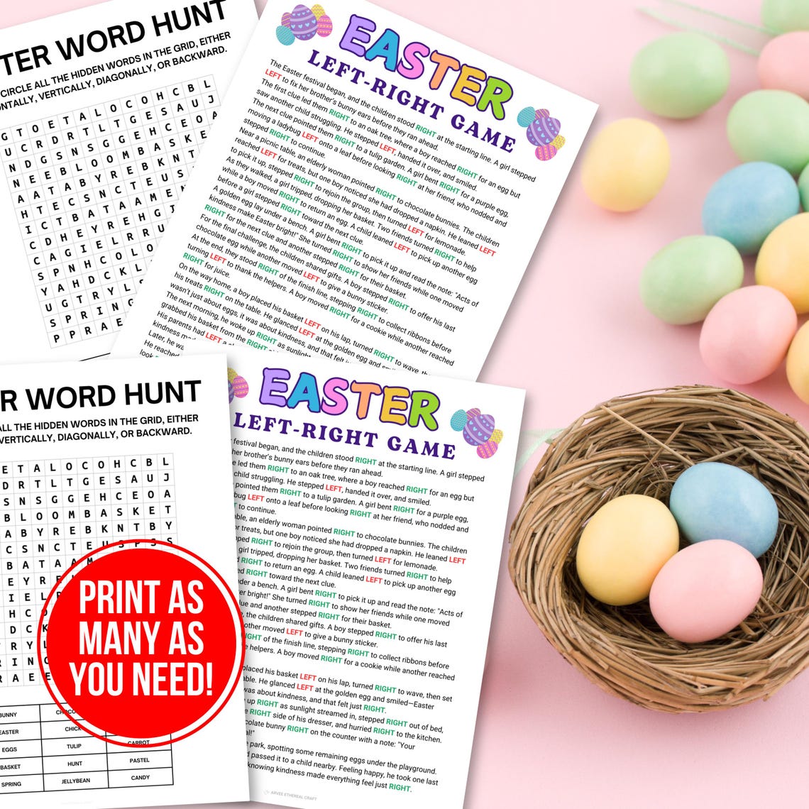 Easter Left Right Games, Printable Easter Story, Easter Activity Pass ...