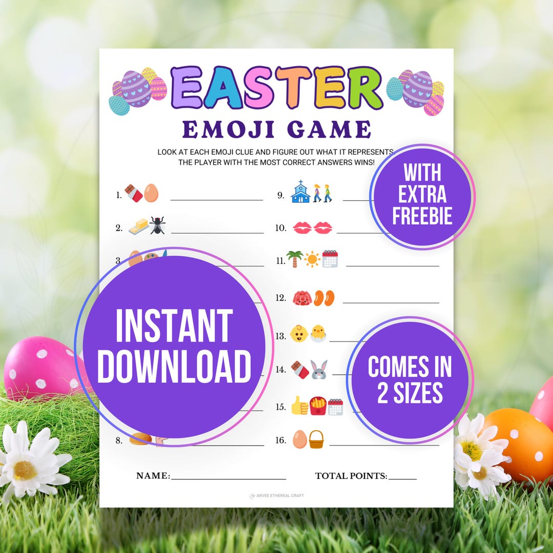 Printable Easter Emoji Game, Emoji Quiz, Emoji Guessing Game, Guess the ...