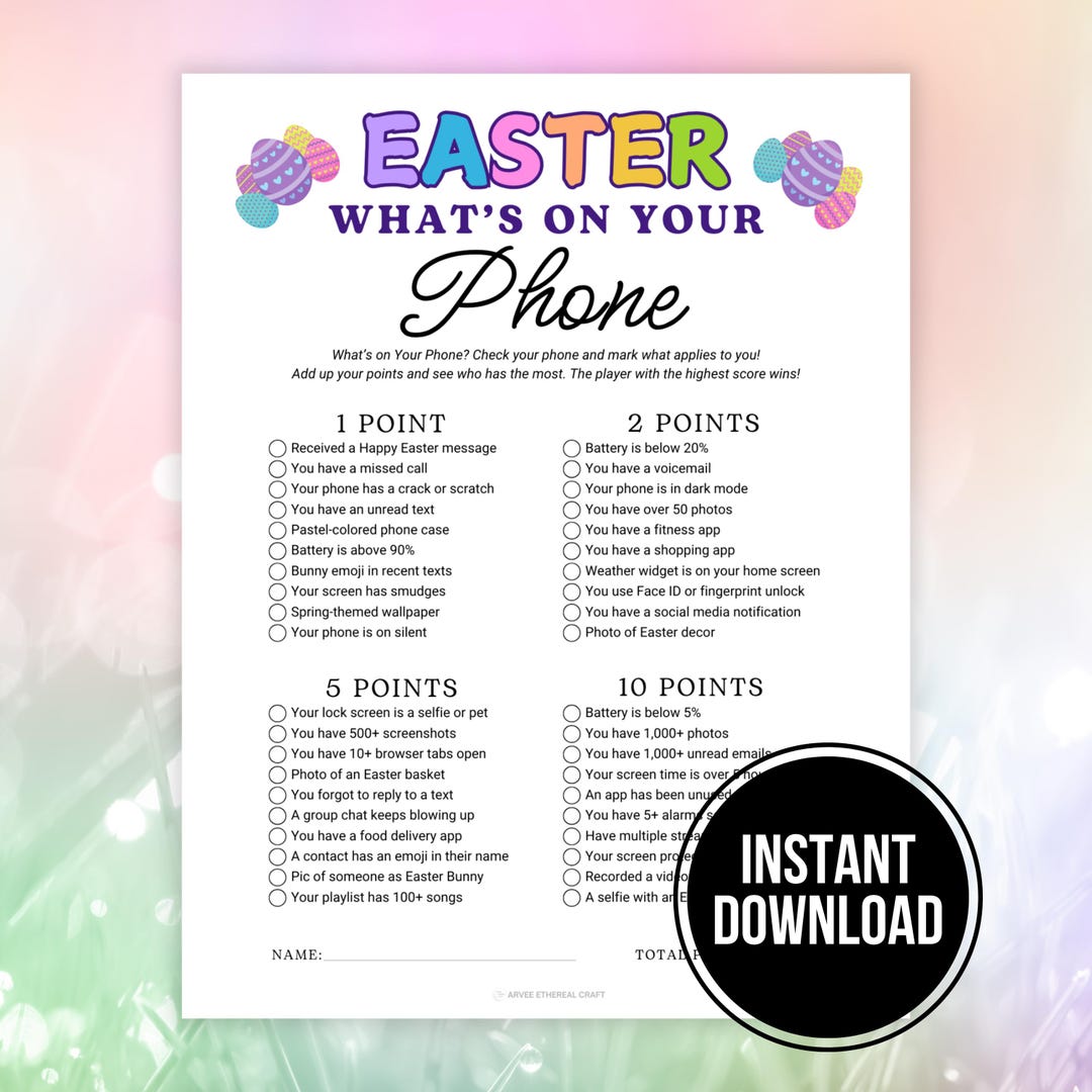 Easter What’s on Your Phone Game, Easter Activity, Printable Family ...