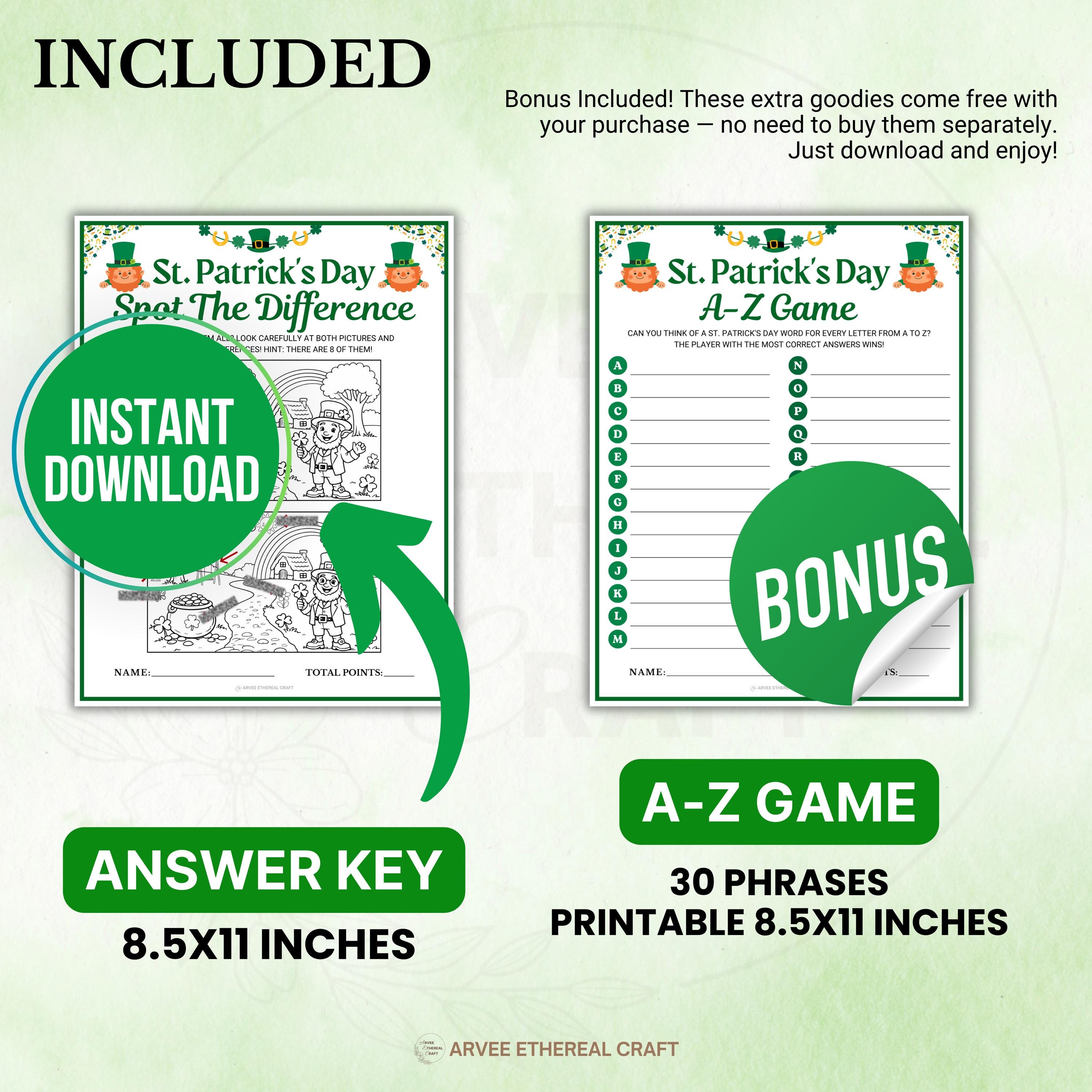 Printable St Patrick's Day Spot the Difference Game, Find the ...