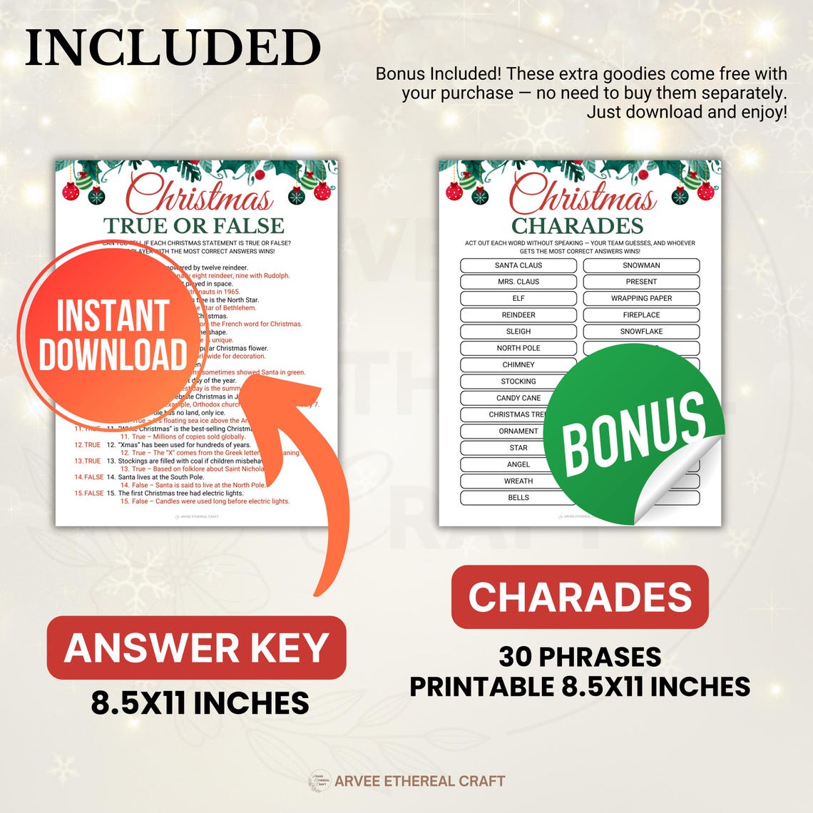 Christmas True or False Game, Printable Christmas Trivia Games, General ...