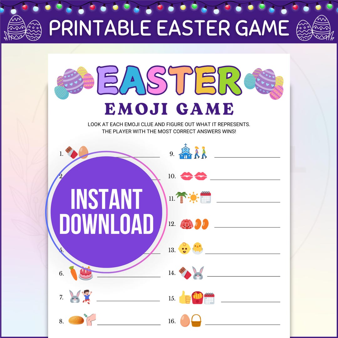 Easter Emoji Game, Printable Emoji Quiz, Emoji Guessing Game, Guess the ...