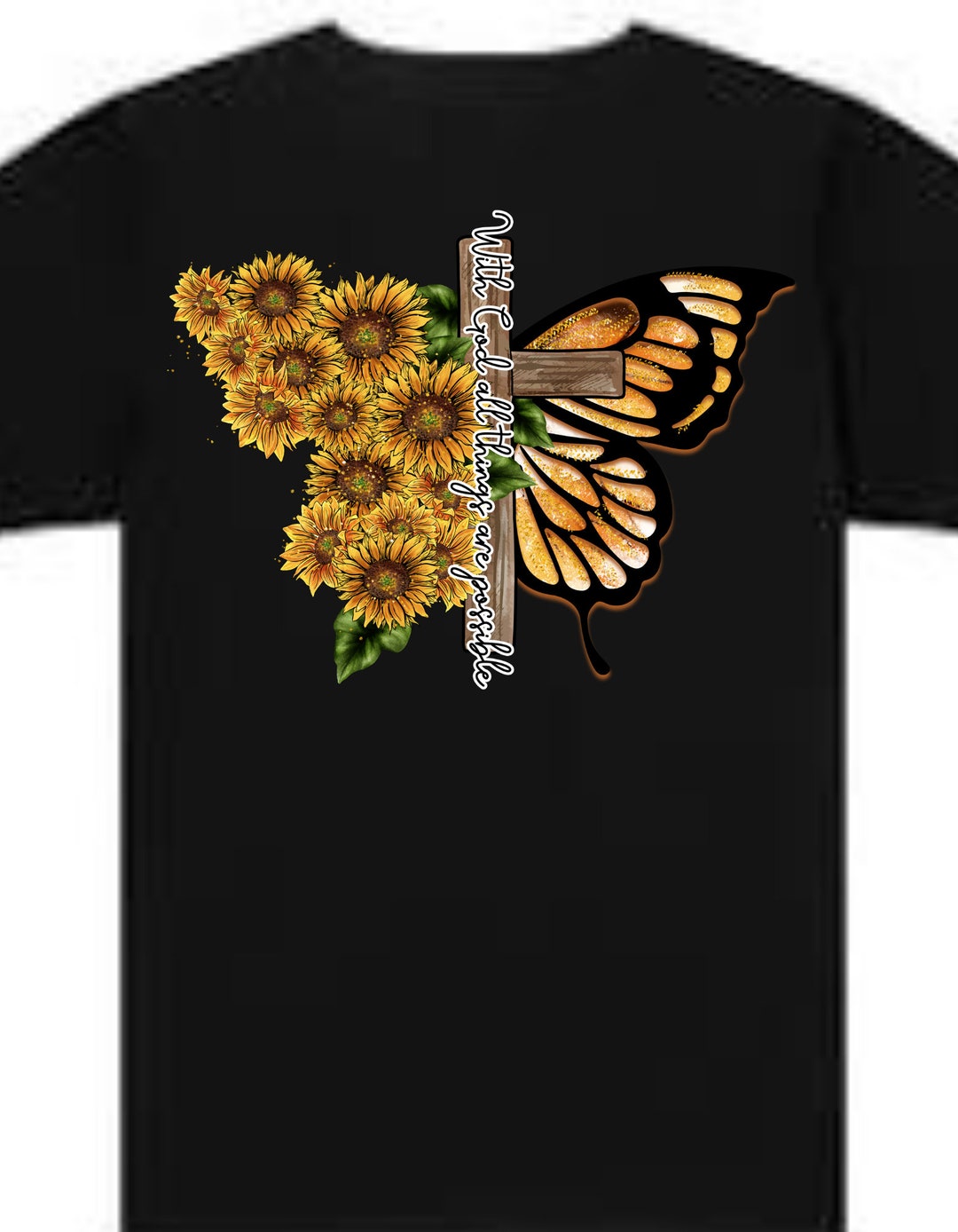 Sunflower Butterfly With God All Things Are Possible Digital Download ...