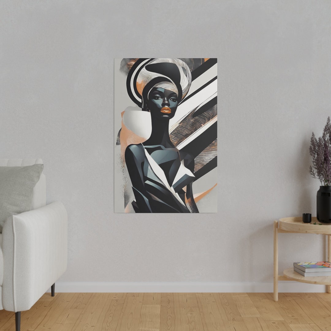 Canvas Art Orange Black Woman Art Home Decor Living Room Art Wall Art