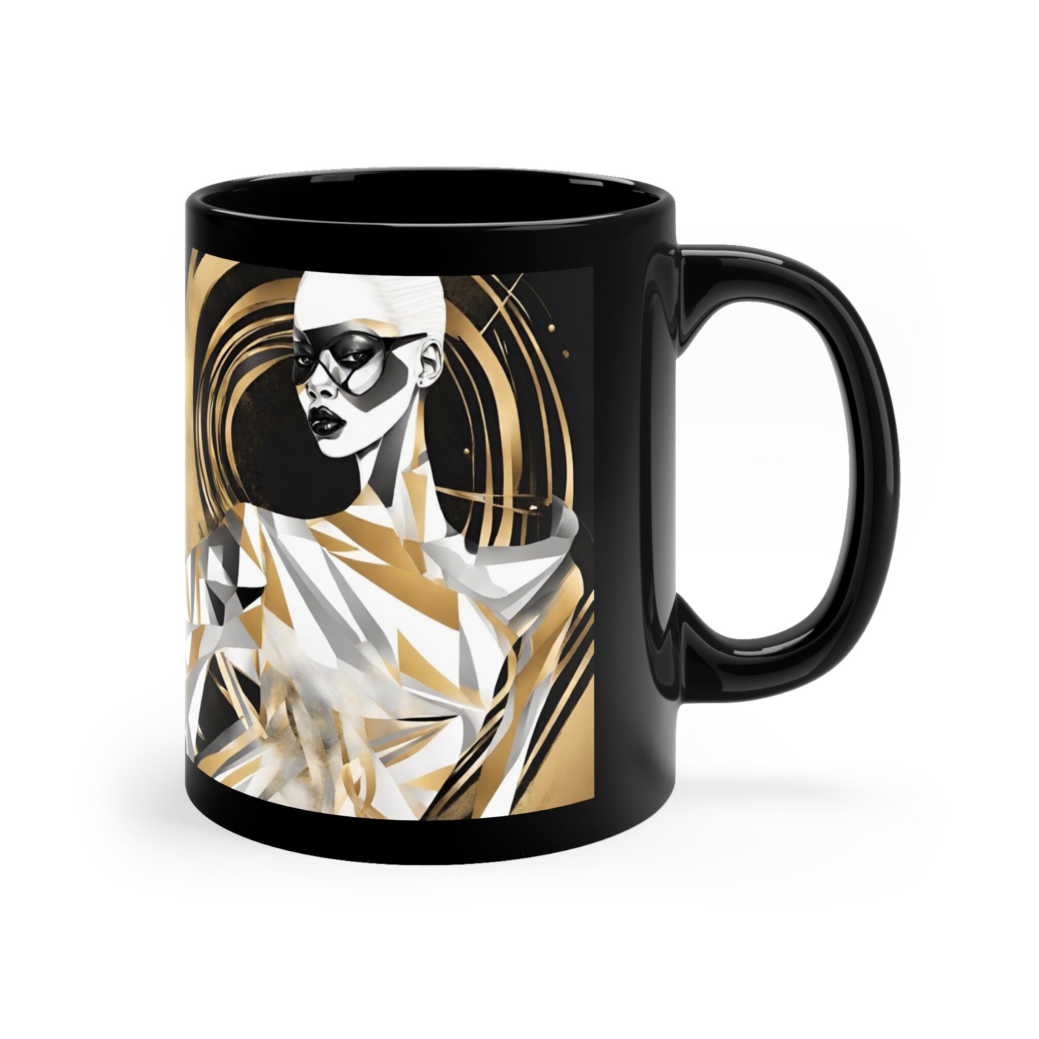 Albino Mug, Albino Woman Art, Black Gold Mug, Fashion Coffee Mug ...