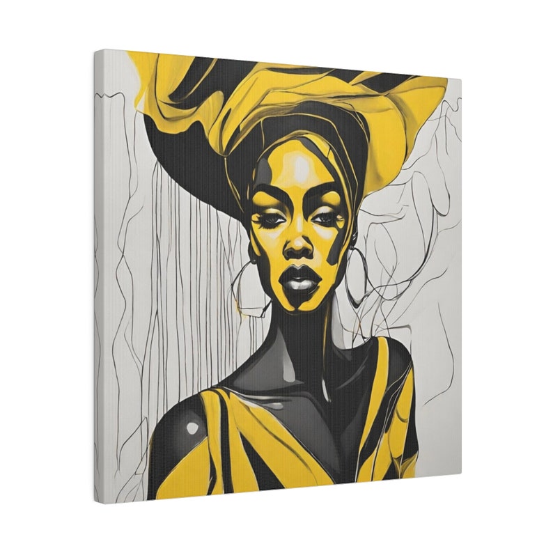 Black Woman Abstract Art, Black Woman Portrait Print, Yellow Black ...