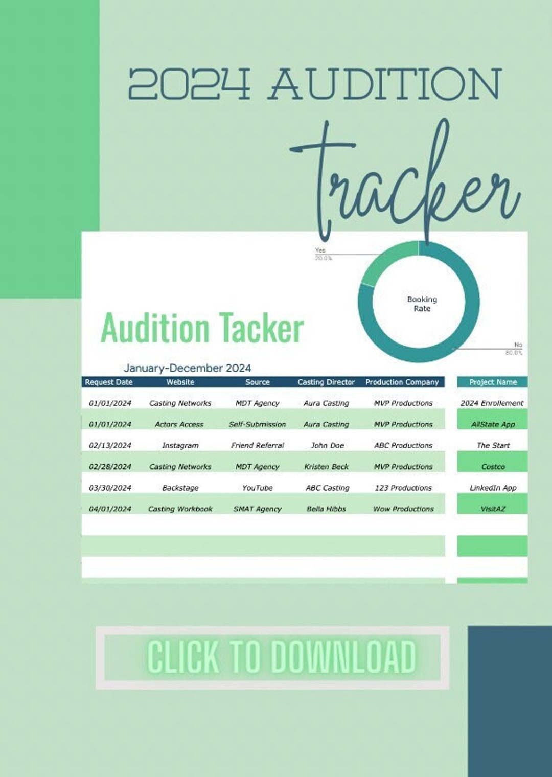 2024 Audition Tracker - Etsy