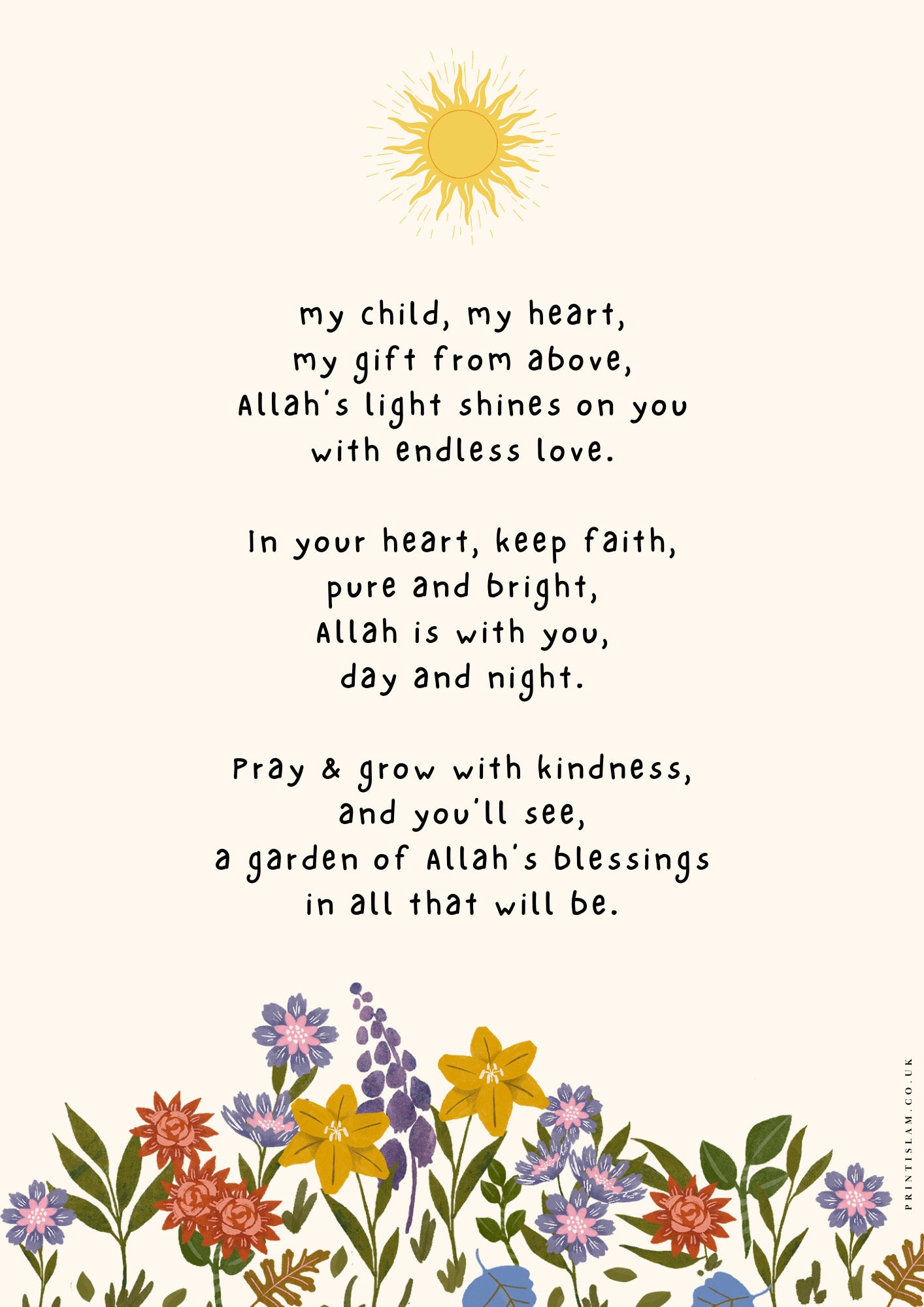 A4 Islamic Poem Print, Children’s Wall Art - Etsy