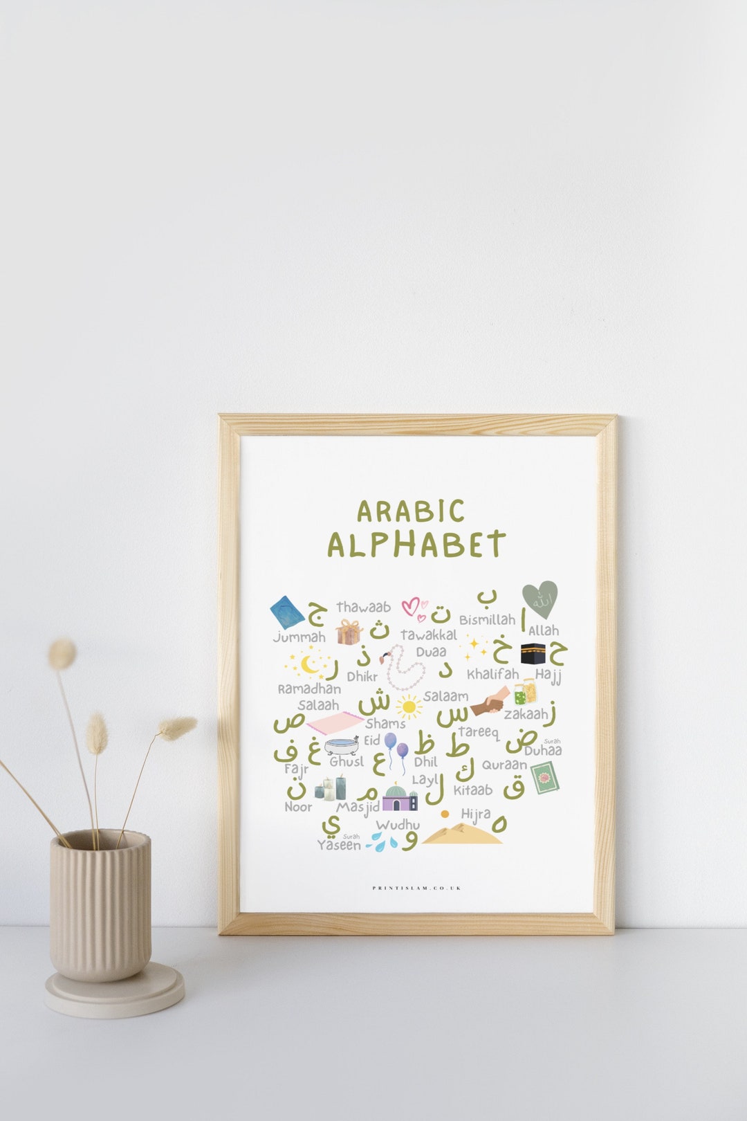 A3/A4 Arabic Alphabet Islamic Wall Art for Kids - Digital Downloadable ...