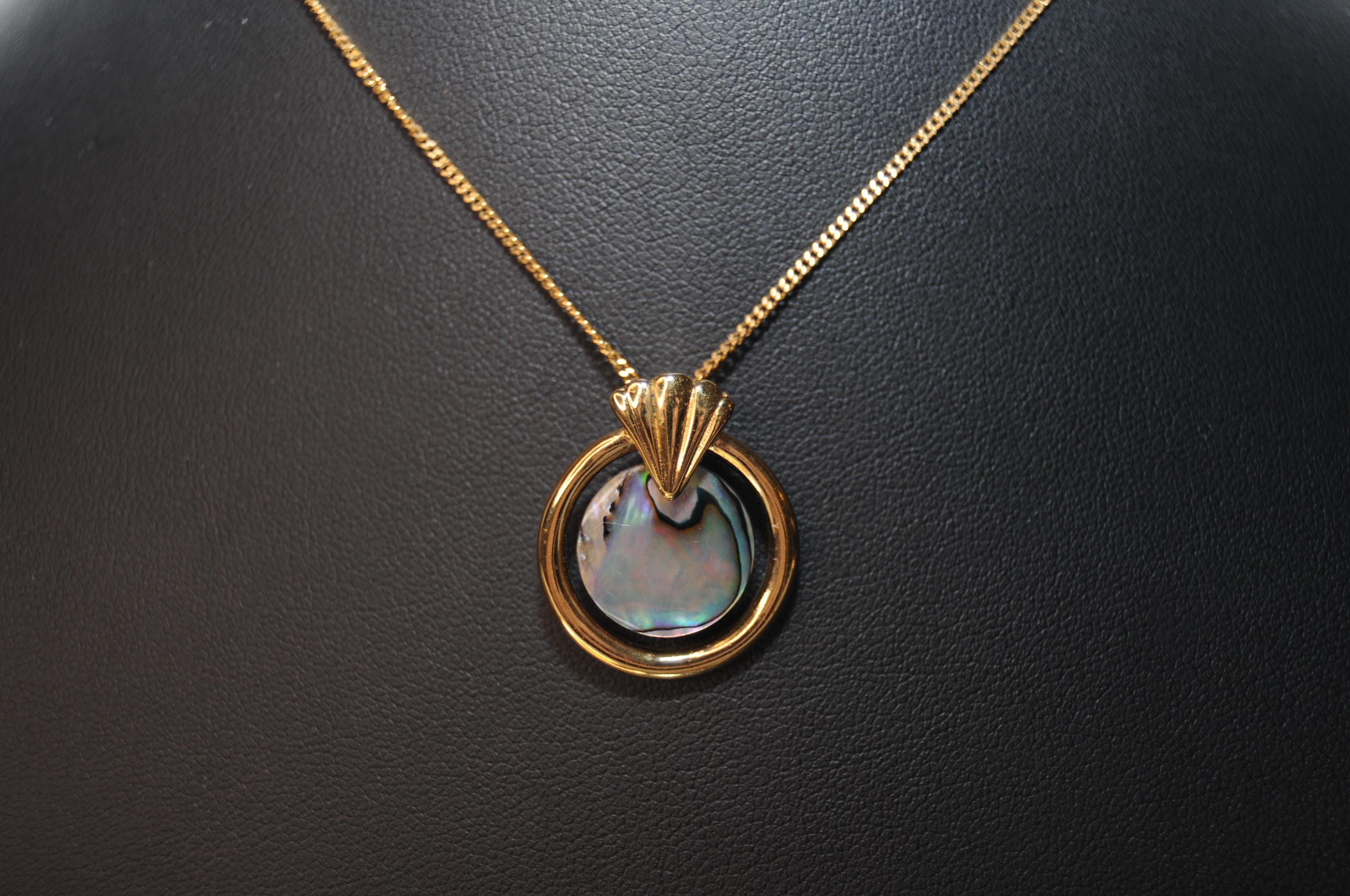 Vintage Ariki Gold Plated Paua Shell Pendant and Chain - Etsy