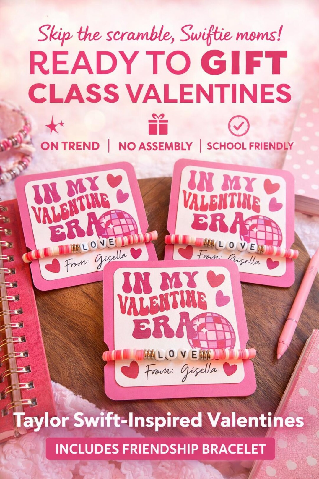 In My Valentine Era Bracelet Cards|taylor Swift Inspired Valentines for ...