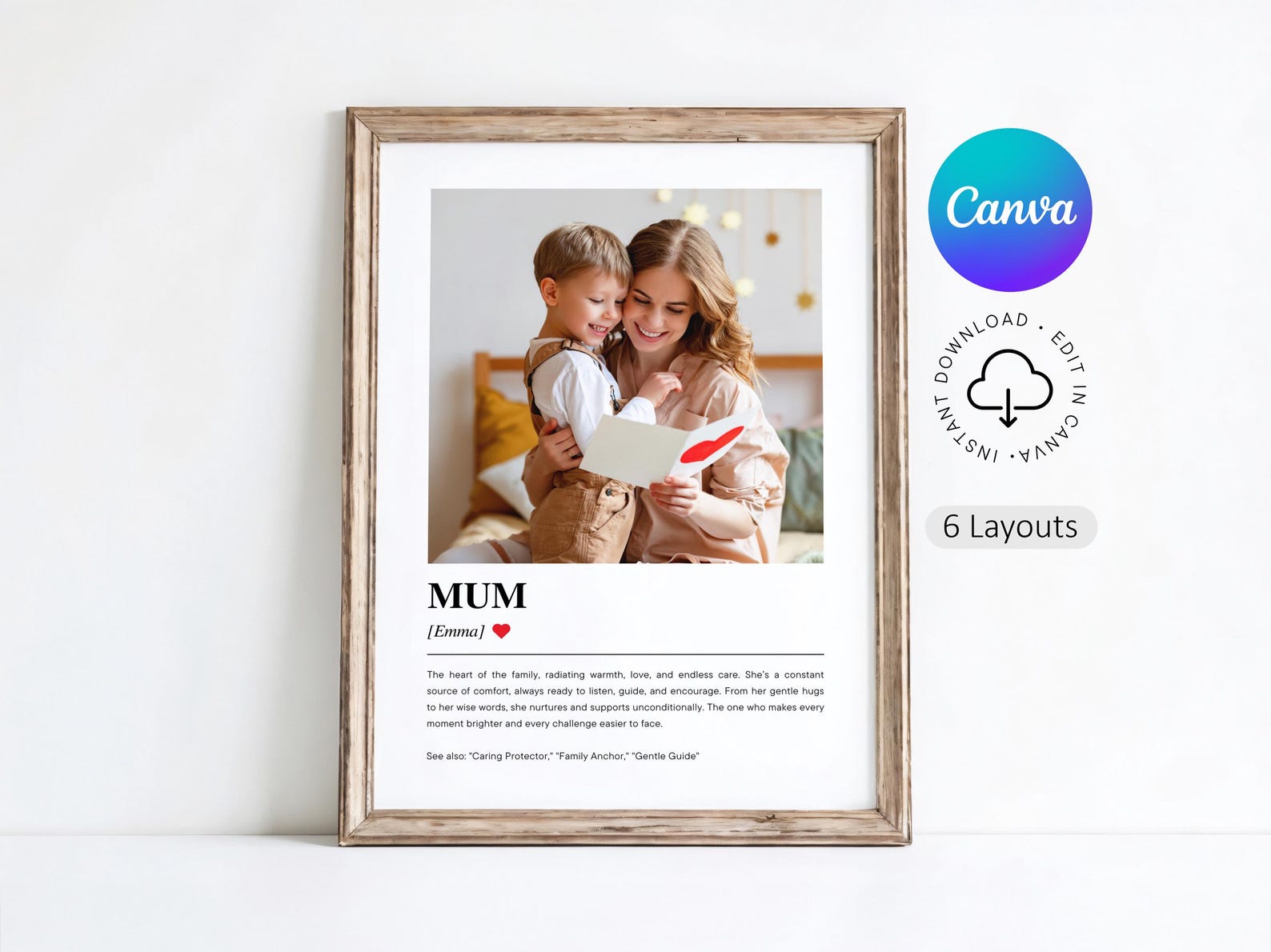 Editable Mum Photo Gift Template Custom Mum Definition Printable Mother ...