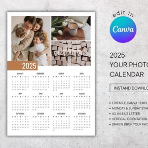 Custom Photo Collage 2025 Calendar Personalized Family Picture Wall ...