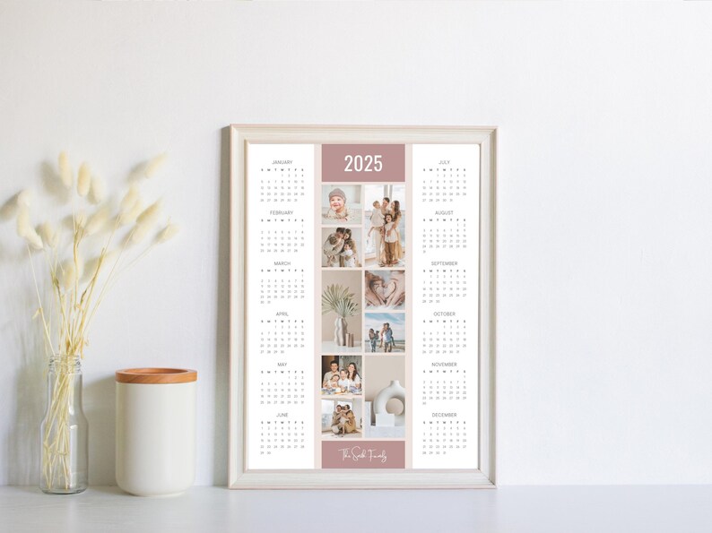 Custom 2025 Your Photos Calendar A4, A3, Letter Size Editable Canva ...
