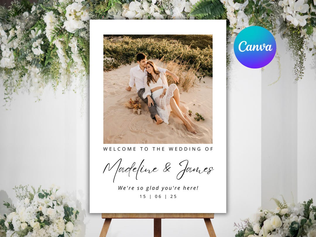 Wedding Photo Welcome Sign Template Editable Wedding Welcome Board ...