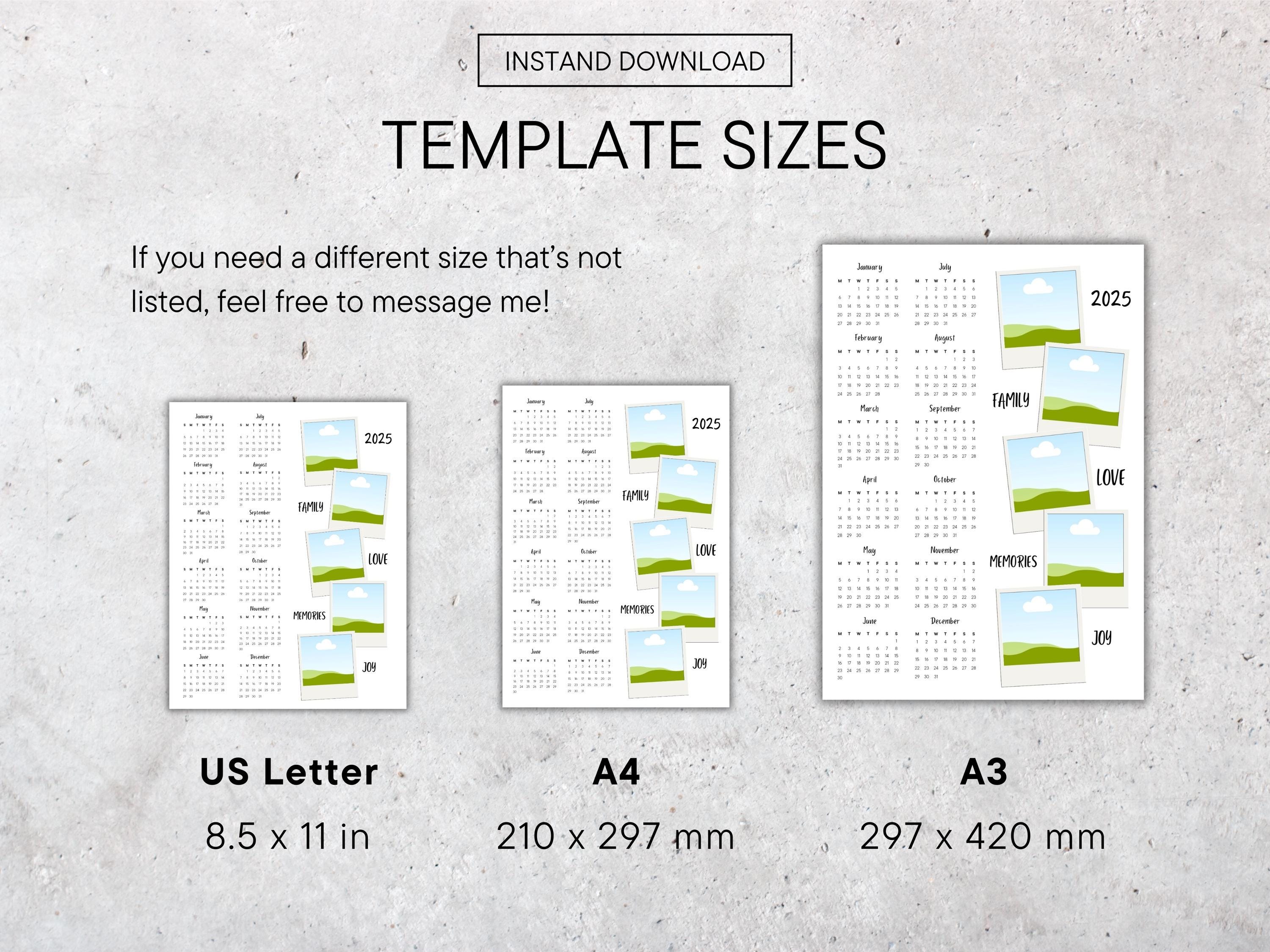 Customizable Photo Collage Calendar 2025 Personalizable Family Wall ...