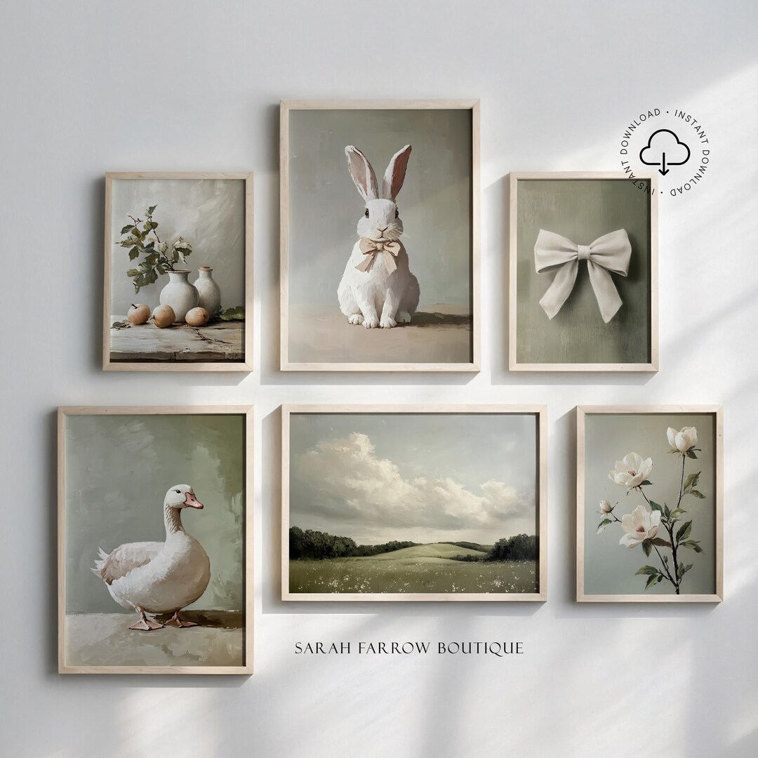 Cottage Gallery Wall Set of 6 Wall Art Printable European Living Room ...