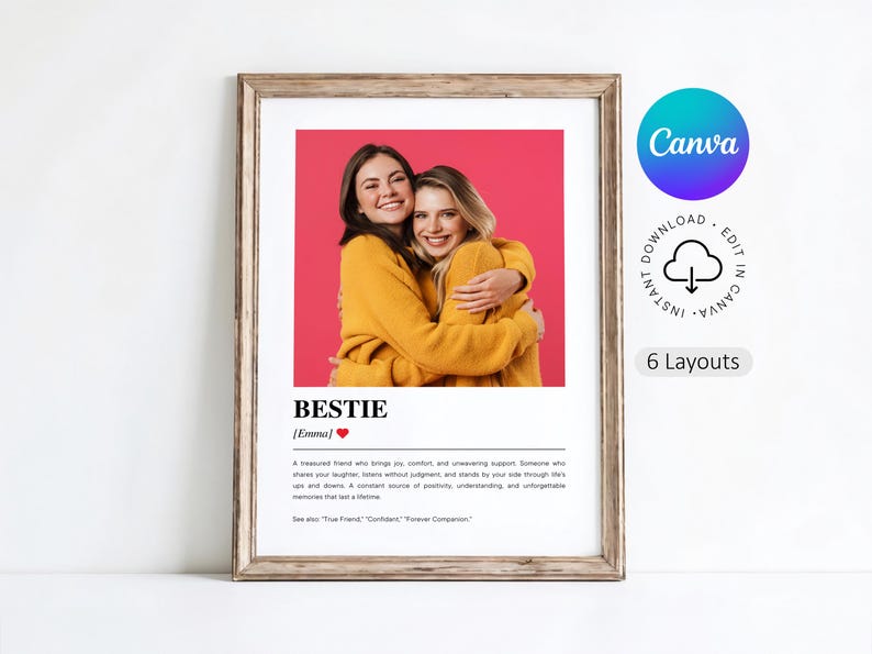 Editable Bestie Photo Gift Template Custom Bestie Definition Printable ...