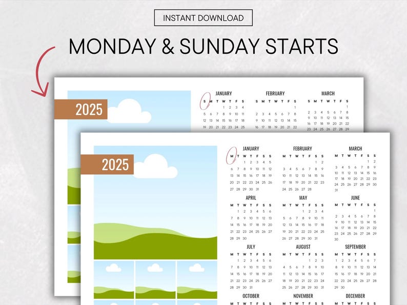 Editable Your Photos Horizontal Calendar 2025 Landscape Calendar 2025 ...