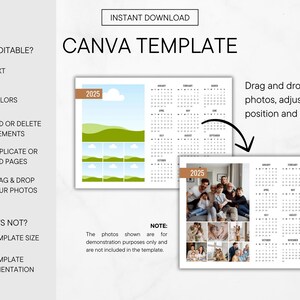 Editable Your Photos Horizontal Calendar 2025 Landscape Calendar 2025 ...