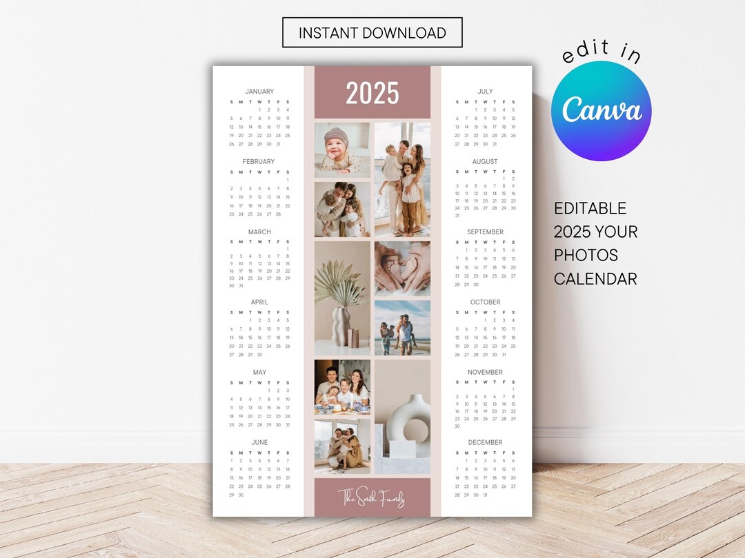 Customizable 2025 Your Photos Calendar A4, A3, Letter Size Editable ...