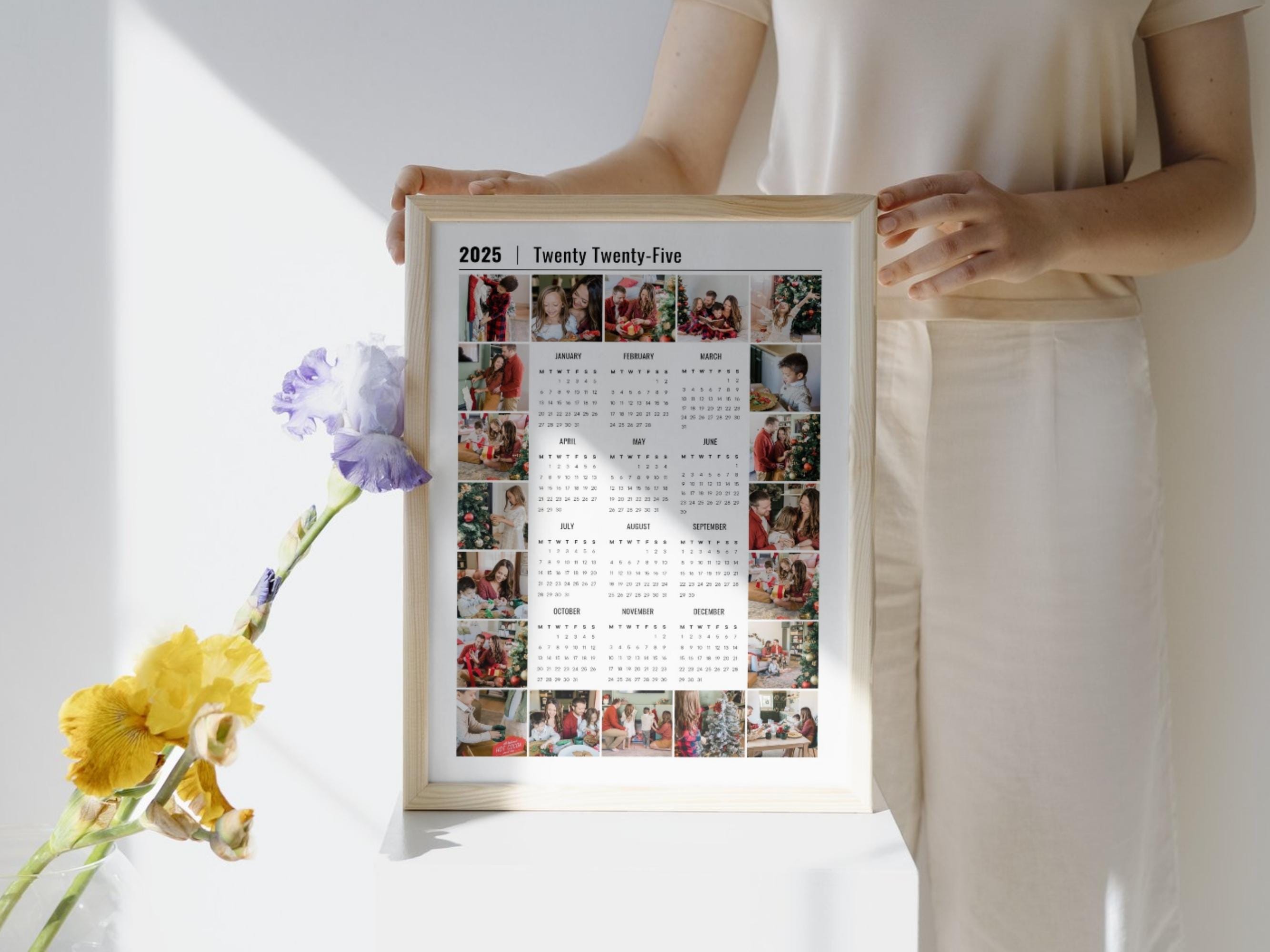 Editable Photo Collage 2025 Calendar Template Family Picture Wall ...