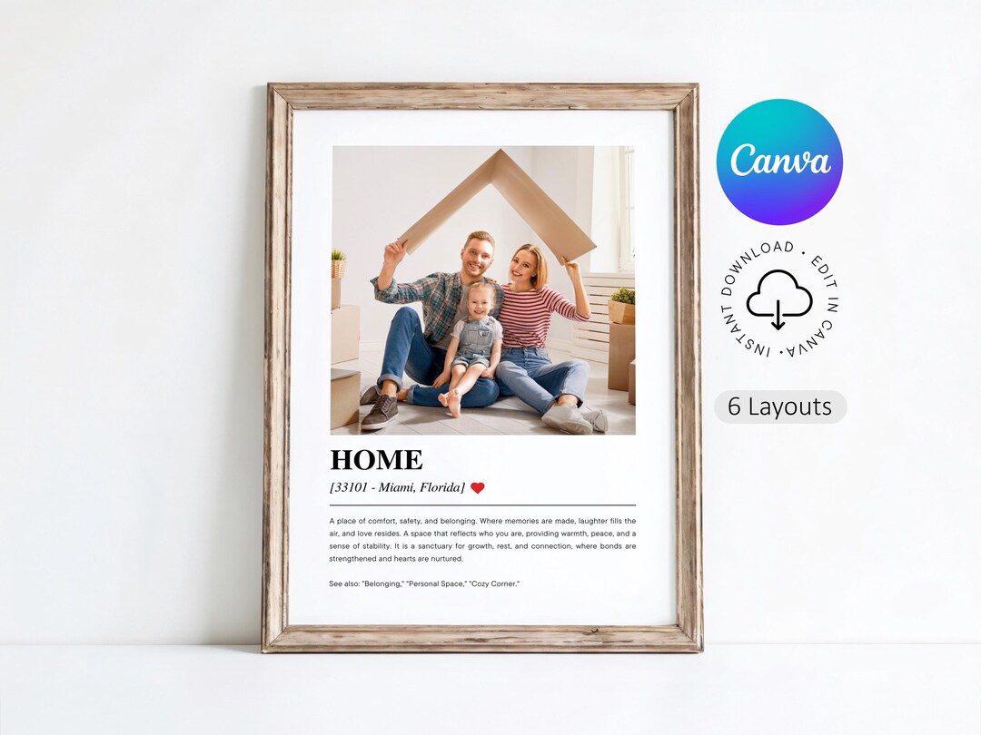 Editable Home Definition Template Custom Home Gift Printable Home Photo ...