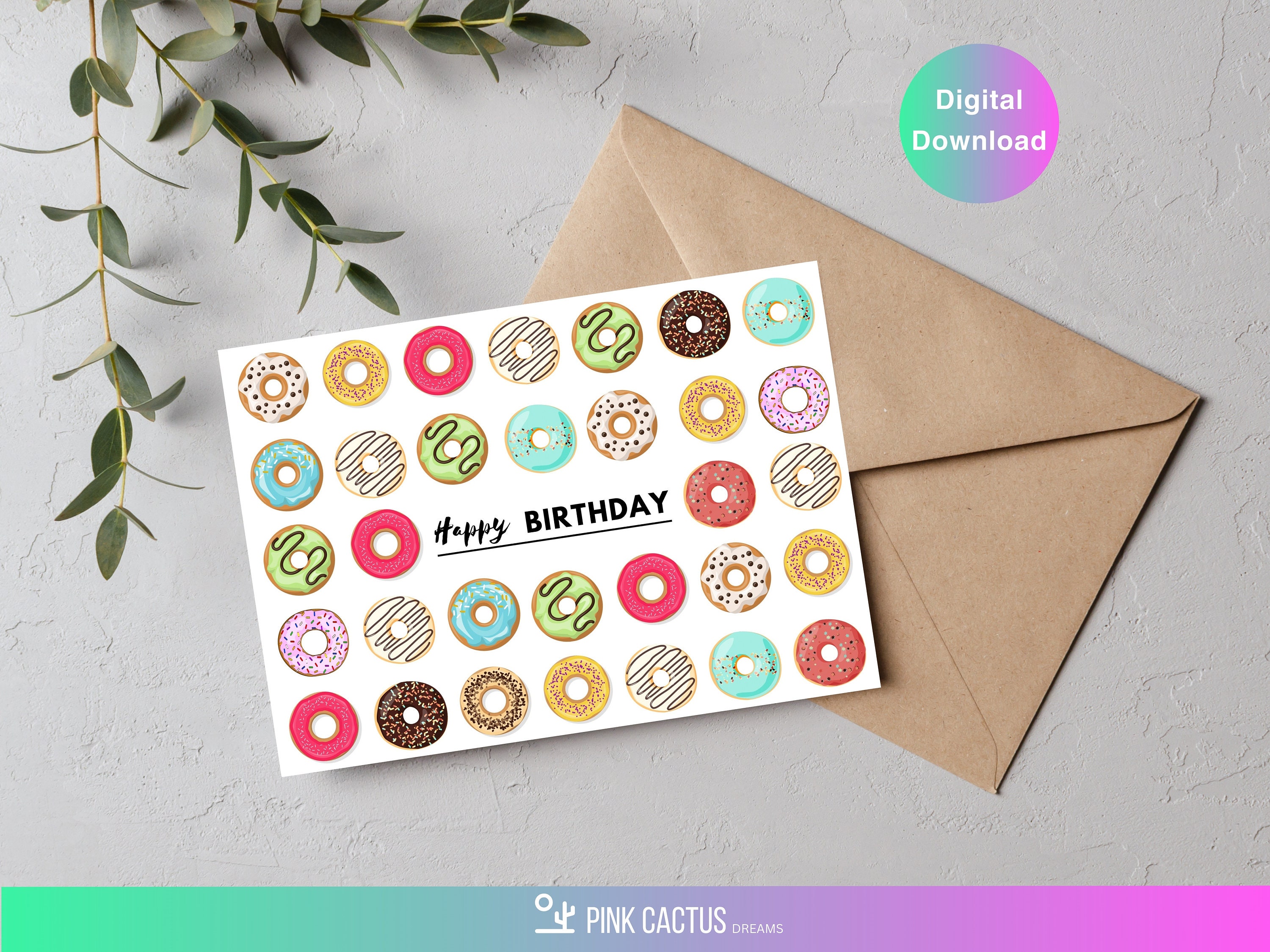 Printable Birthday Card, Funny Donut Birthday Card, Instant Download ...