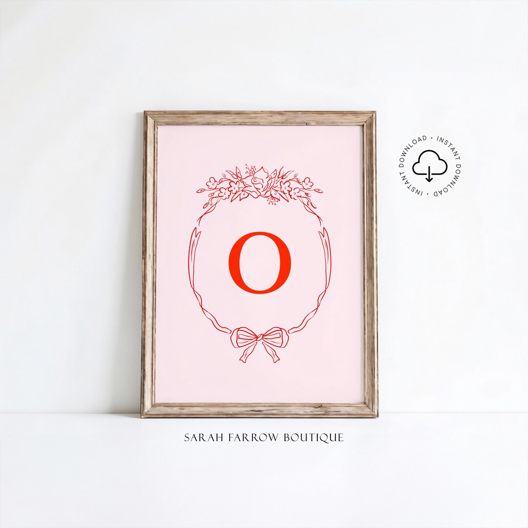 Letter O Printable Baby Girl Gift Kids Room Wall Art Vintage Style ...