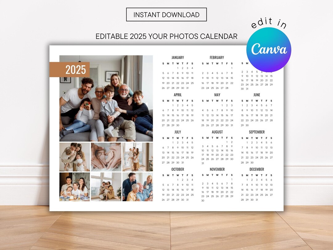Editable Your Photos Horizontal Calendar 2025 Landscape Calendar 2025 ...