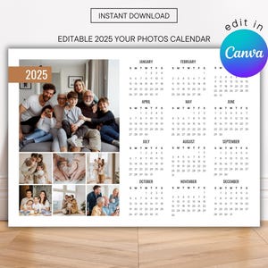 Editable Your Photos Horizontal Calendar 2025 Landscape Calendar 2025 ...