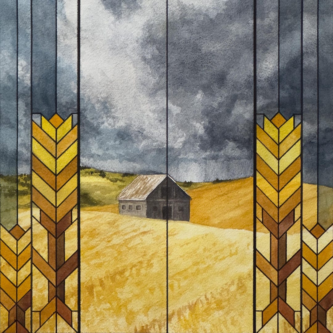 Midwest Wheat Window Original Watercolor - Etsy