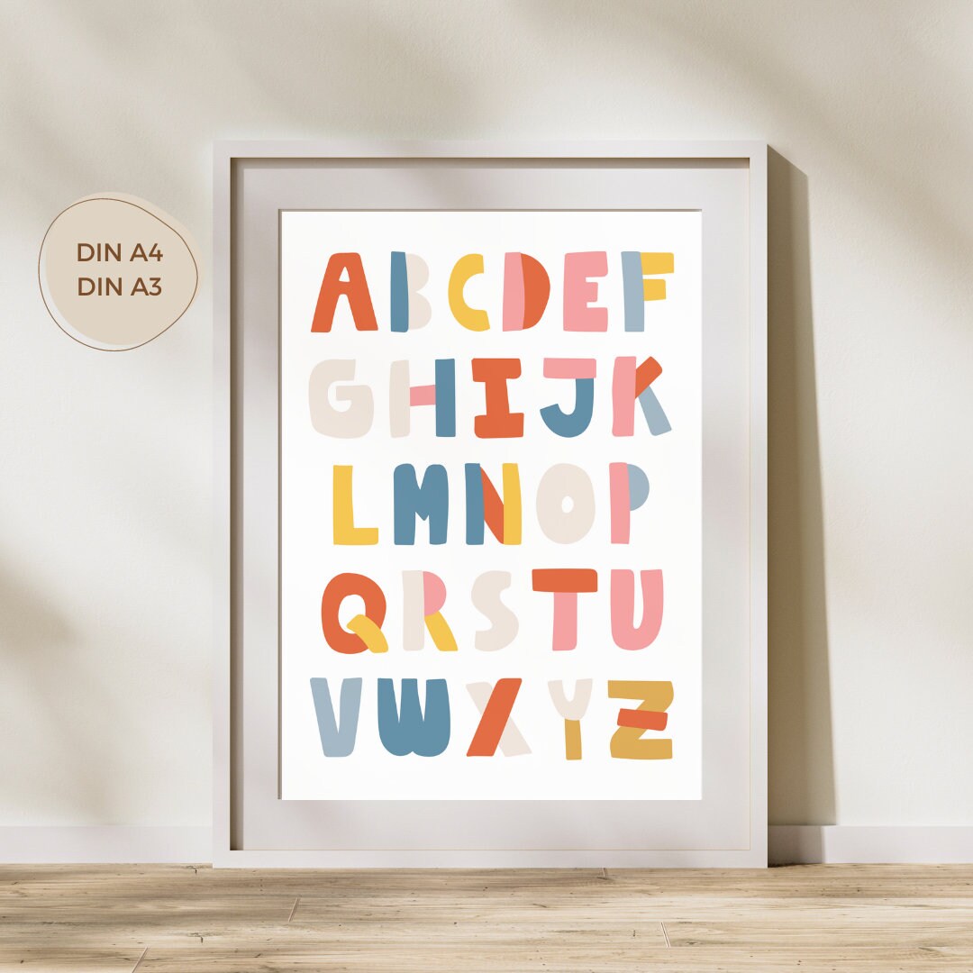 ABC Poster Alphabet Posters DIN A4 A3 Gifts for Children Modern ...