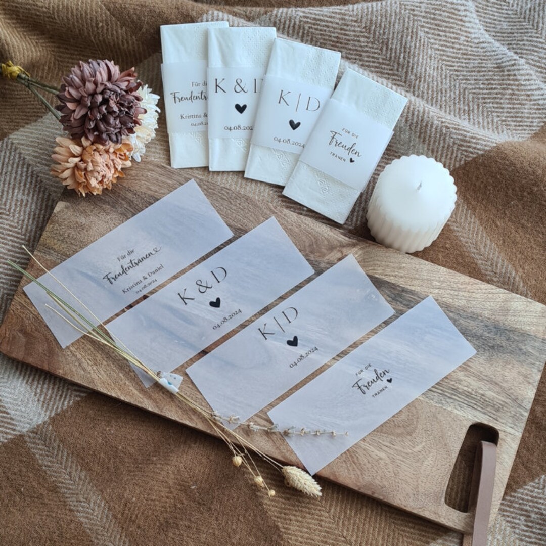 Wedding Handkerchief Banderole Transparent Paper Personalized With Name ...